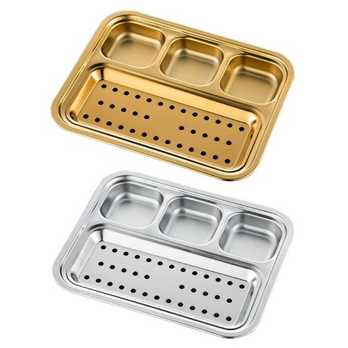 Stainless Steel Divided Plates Tray Dinner Plate Roast Meat Plate Snack ...