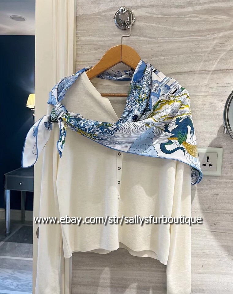 Sallys 18 Momme Twill Silk Wrap Scarf Double Face Shawl 90cm "Universe ...