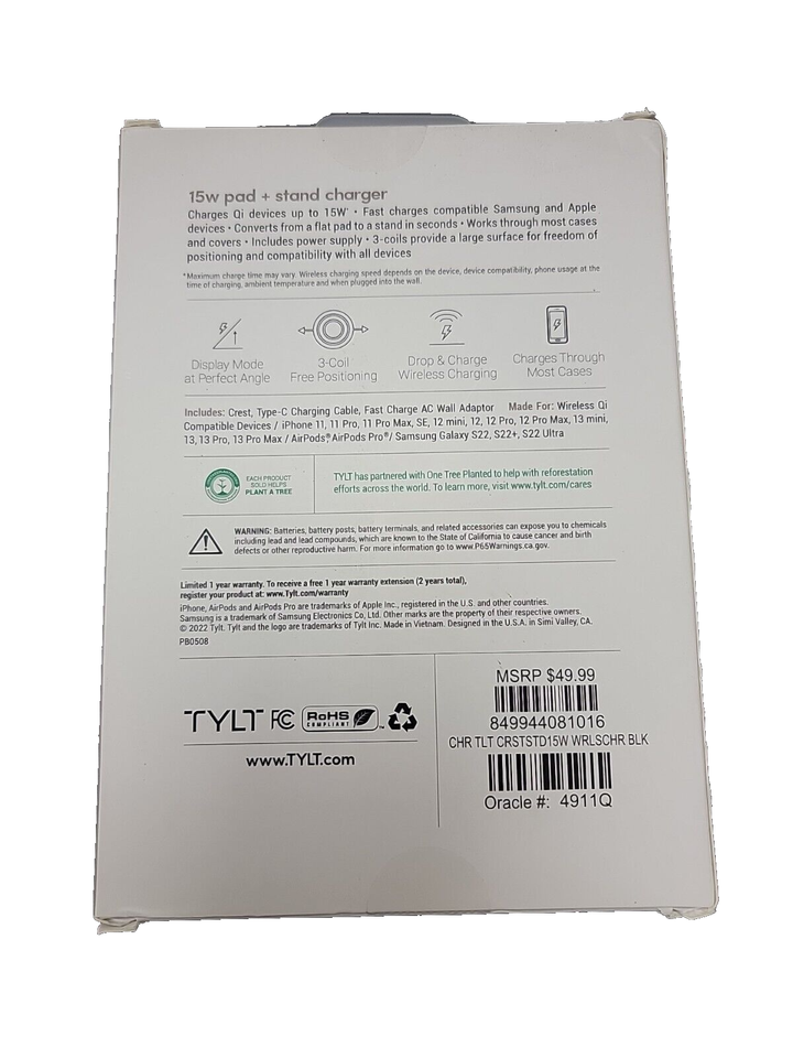 Crest TYLT Convertible Charging Pad & Stand Fast Wireless Charger SAMSUNG IPHONE | eBay