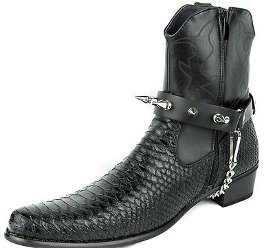 Long Spike Leather Bootstrap 70's Style Western Bikers Punk Gothic | eBay