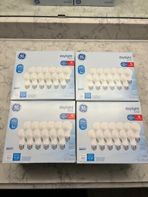 GE LED Light Bulbs, 60 Watt, Daylight, A19 Dimmable. Qty. 48 Light ...