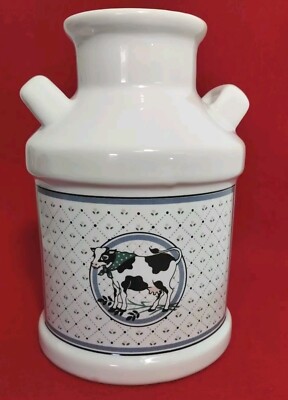 Vintage Ceramic Milk Jug / Crock With Cute Dairy Cow Farm Country ...