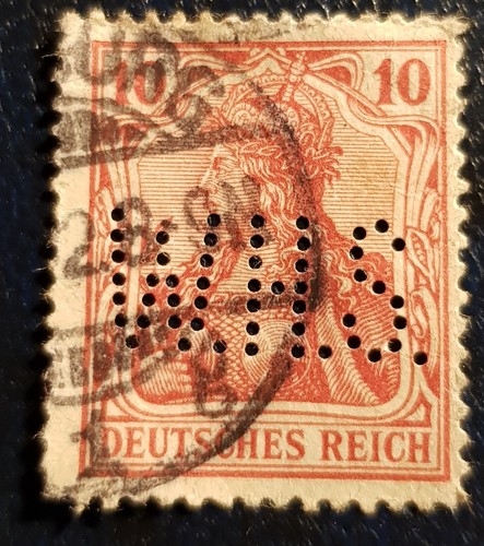 TIMBRE ALLEMAGNE rare rouge deutsches reich 10 pn perforé sans gomme ...