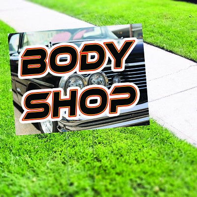 Body Shop Yard Sign With Stake Indoor/Outdoor Garage Auto Repair ...