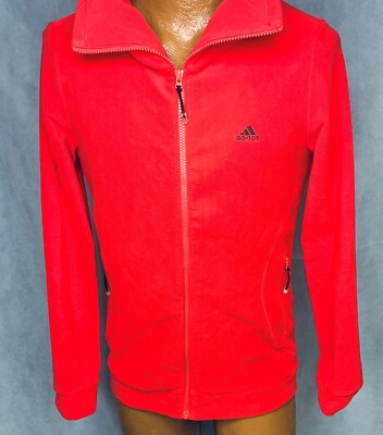 Adidas Red Fleece Jacket, Women's, Size Medium, M, Red, Long Sleeve ...