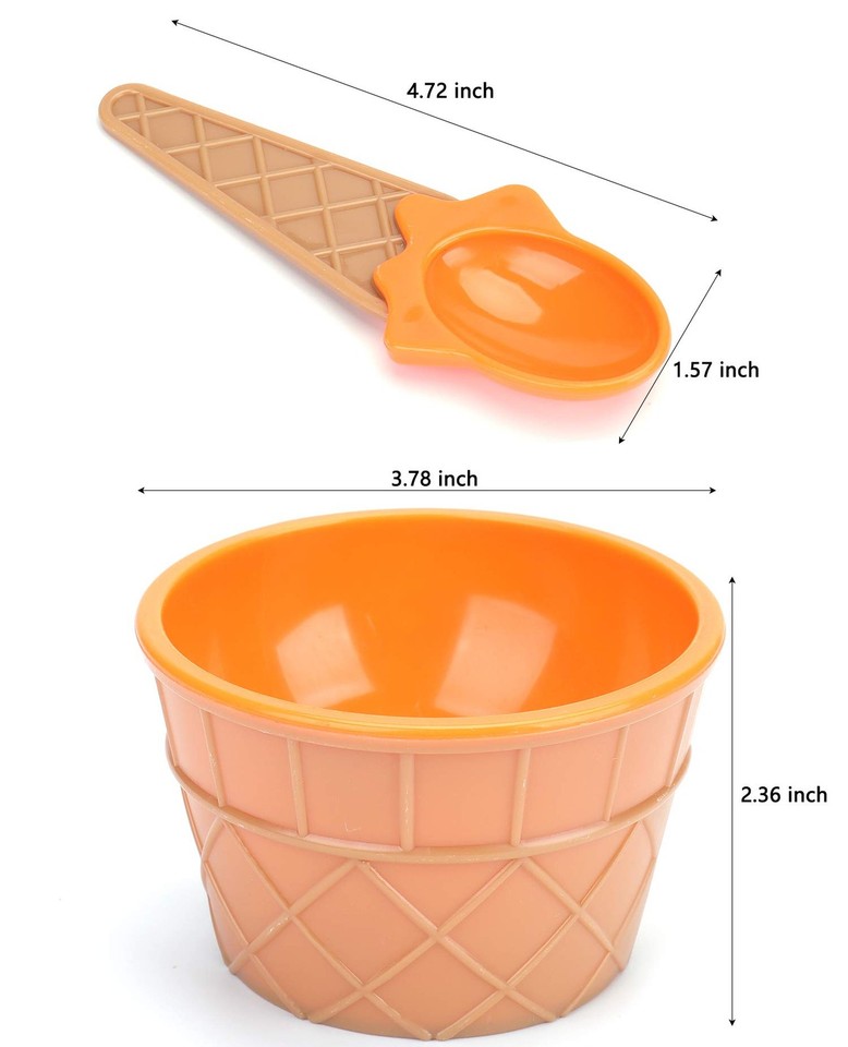 24 Pack Plastic Ice Cream Cups with Spoons, Reusable Plastic ice cream ...