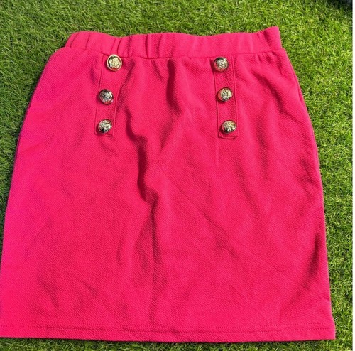 shein Hot Pink Skirt Gold Button Detail Mini Skirt Casual Party Cute | eBay