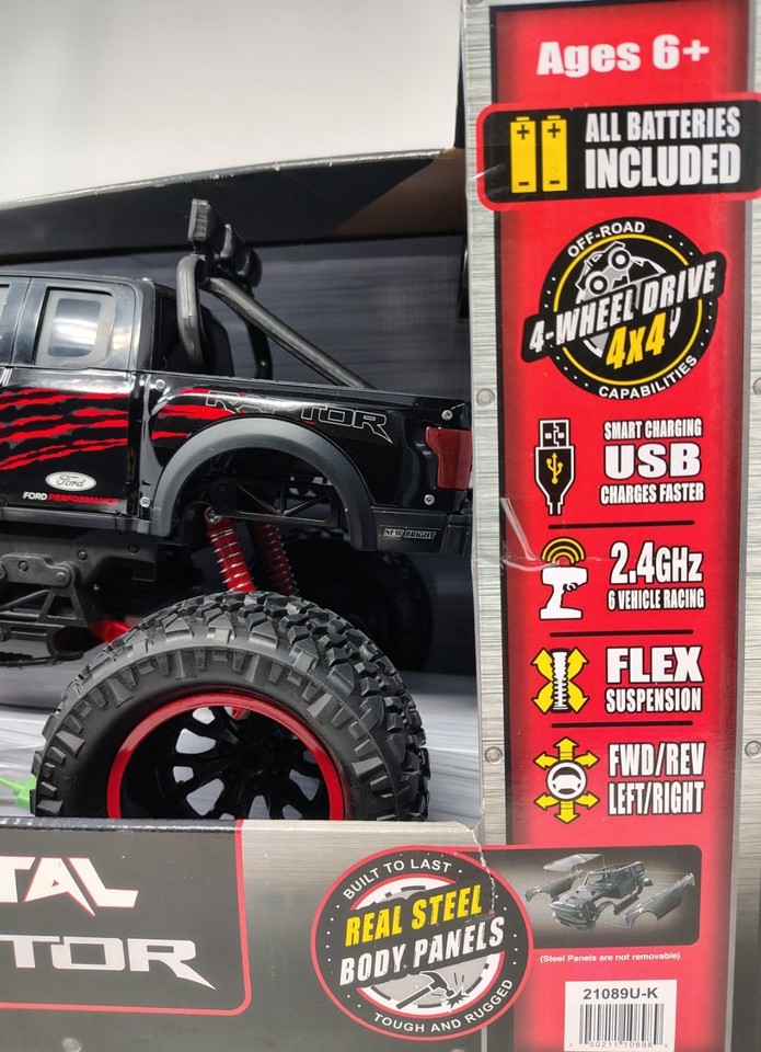 Ford Raptor RC 4x4 1:10 Scale Remote Controlled Black Truck 2.4 GHz 9 ...