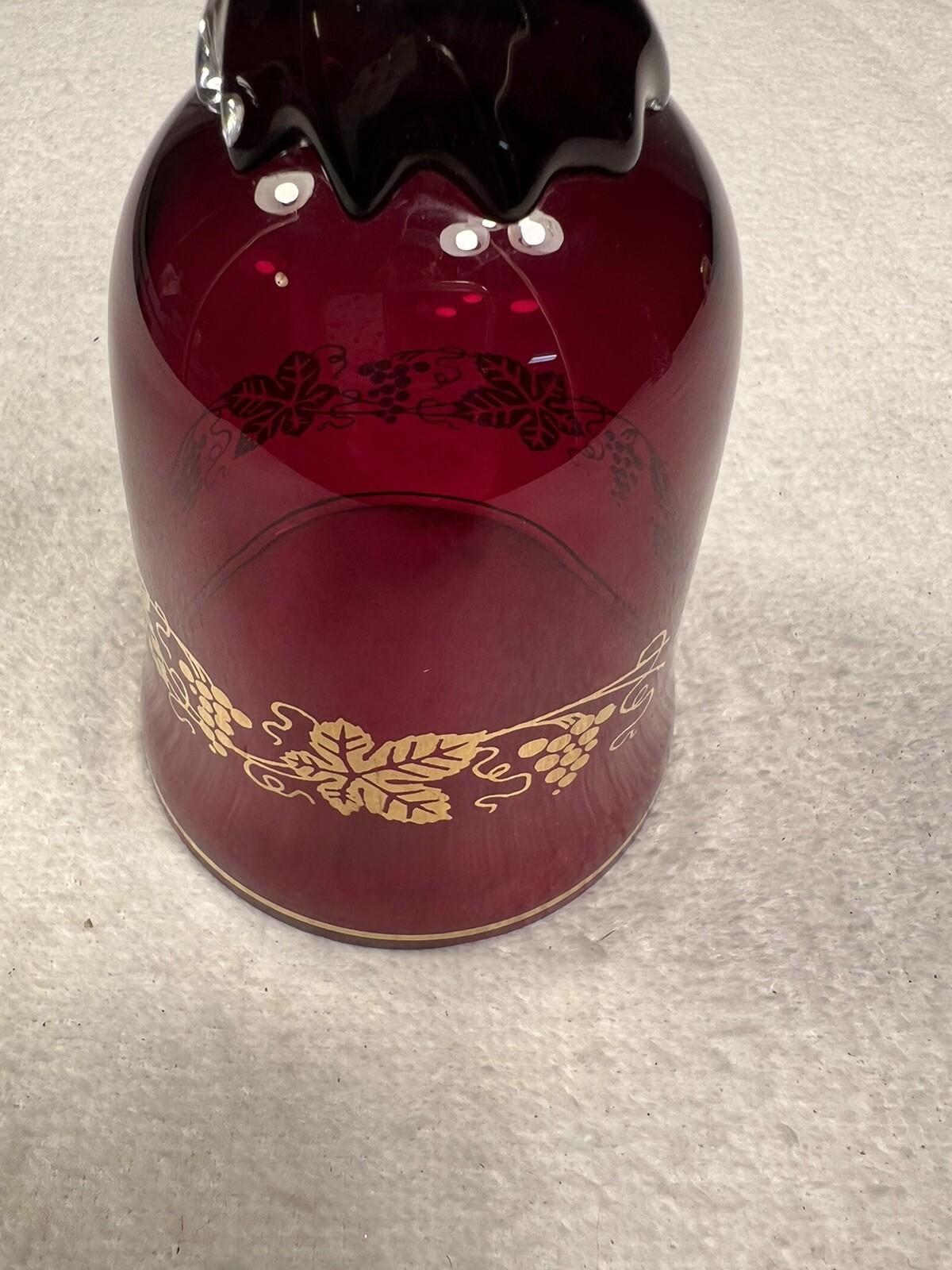 Vintage Bohemian Crystal Glass Ruby Red Bell with Gold Accents No ...