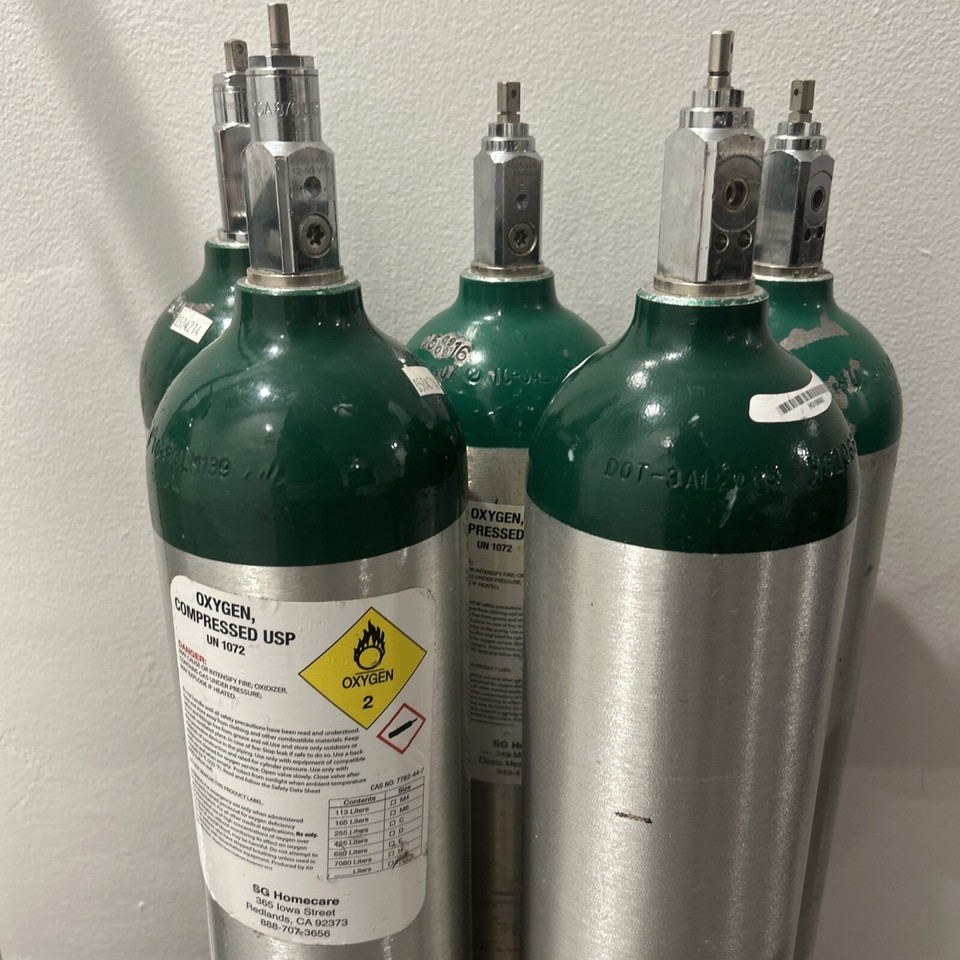 Set of 6 Medical Oxygen Tank Size E Un1072 “Empty Tank/ Cart/ | eBay