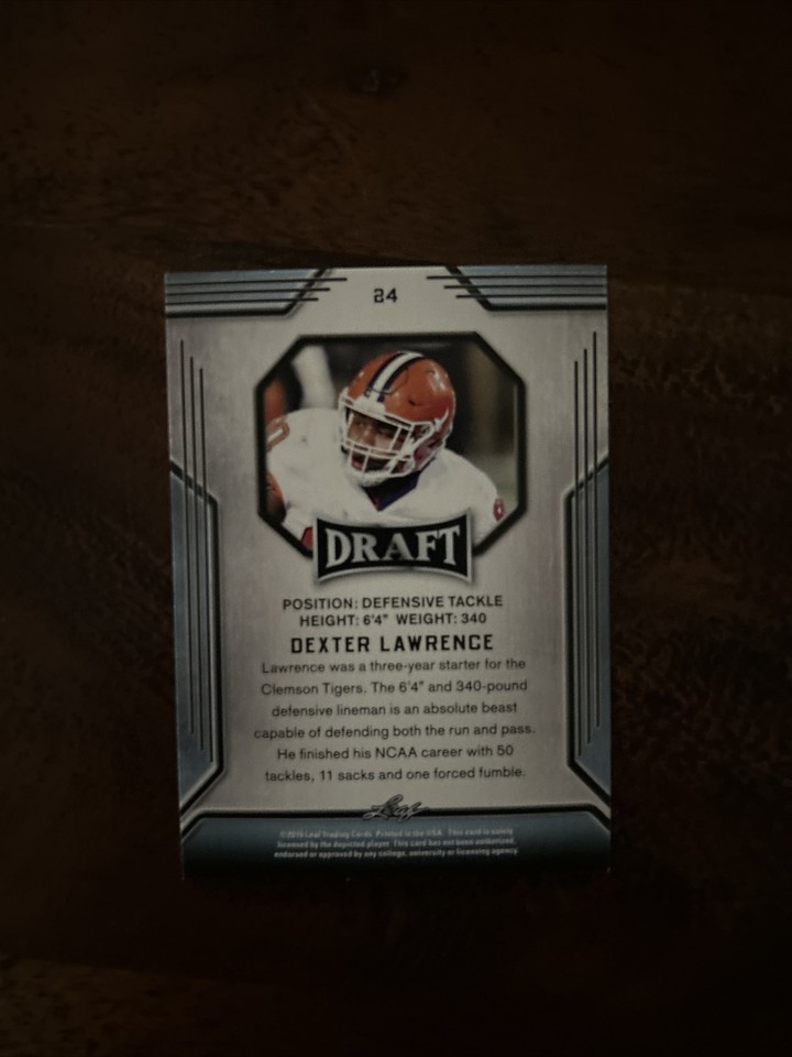 DEXTER LAWRENCE 2019 LEAF DRAFT GOLD ROOKIE CARD! NY GIANTS! 🏈 | eBay
