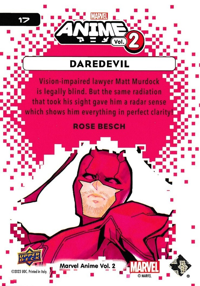 #17 DAREDEVIL 2023 Upper Deck Marvel Anime Vol 2 THATCHED FOIL ROSE ...