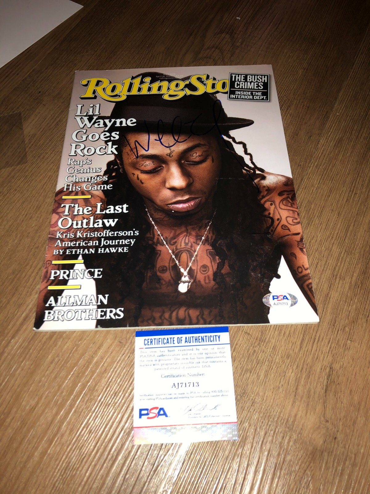 Lil Wayne Signed Rolling Stone Autographed Weezy Rapper Magazine PSA E1 ...