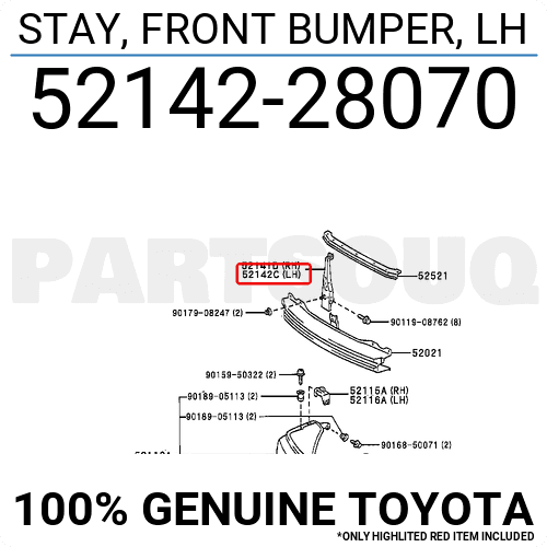 5214228070 Genuine Toyota STAY, FRONT BUMPER, LH 52142-28070 | eBay