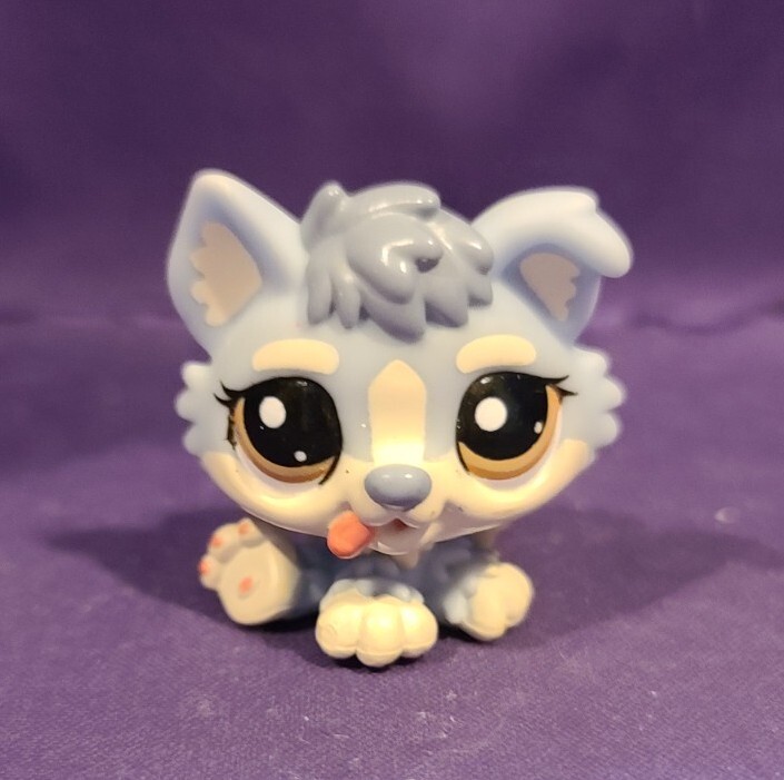 Authentic Littlest Pet Shop LPS 1683 Blue White Husky Baby Puppy Dog ...