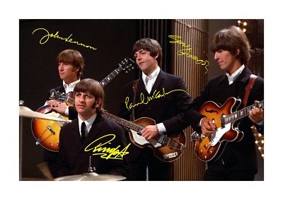 The Beatles 5 A4 reproduction signed photograph poster with a choice of ...