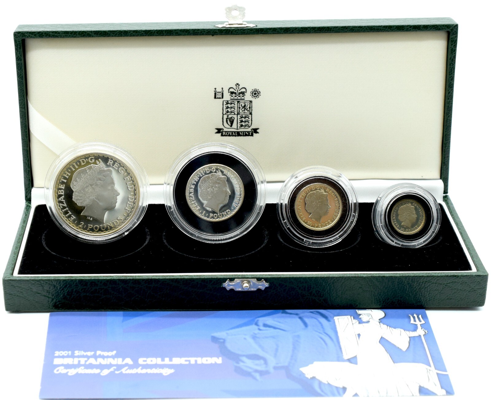 Coin Silver Proof 2001 Britannia 1oz - 1/10oz Set Collection Box Coa ...