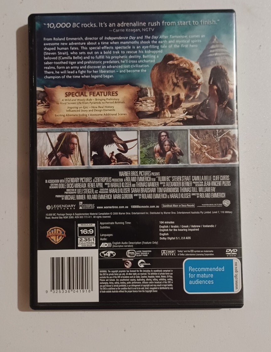 10,000 BC DVD Region 4 (PAL) VGC Adventure Action Free Postage | eBay