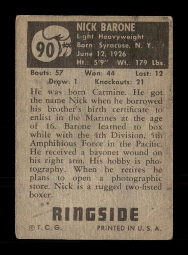 1951 Ringside #90 Nick Barone VG X2624031 | eBay