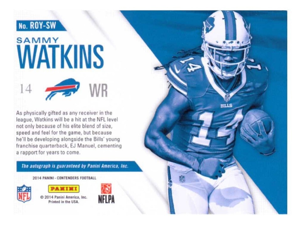 Sammy Watkins 2014 Rookie of the Year Contenders Autograph RC Kansas ...