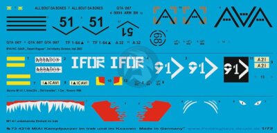 Peddinghaus 1/72 M1A1 Abrams Tank Markings OIF Iraq & IFOR Bosnia (3 ...