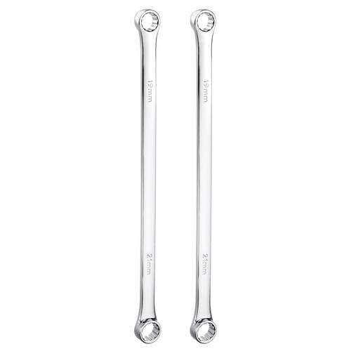 2pcs Double End Box Wrench 19 x 21mm 0 Degree Offset Extra Long End Box ...