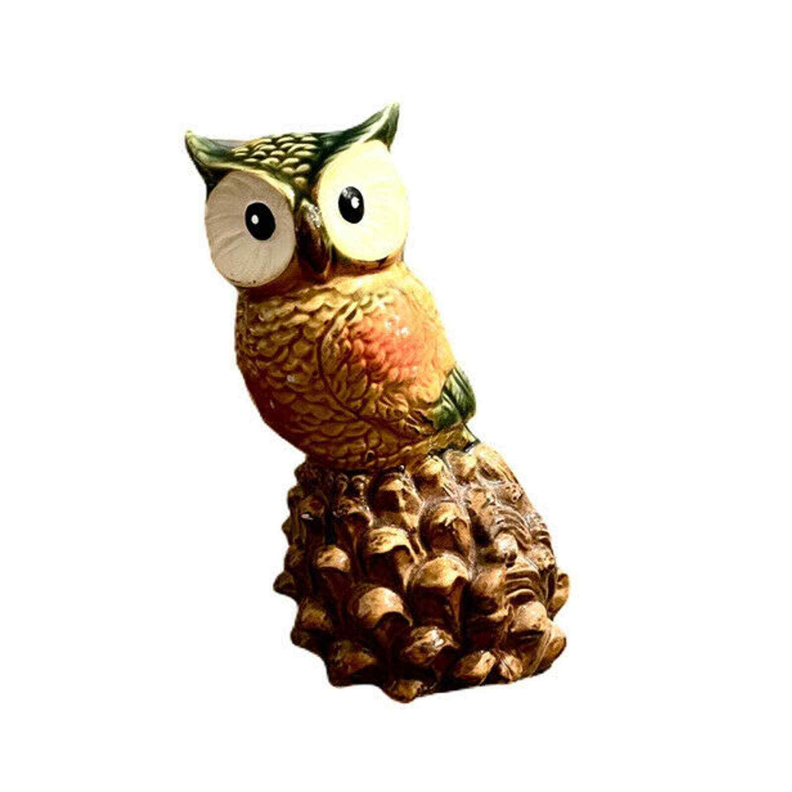 Pier 1 Imports Owl Perched On Pinecone Sitting Ceramic Statue Fall Boho ...