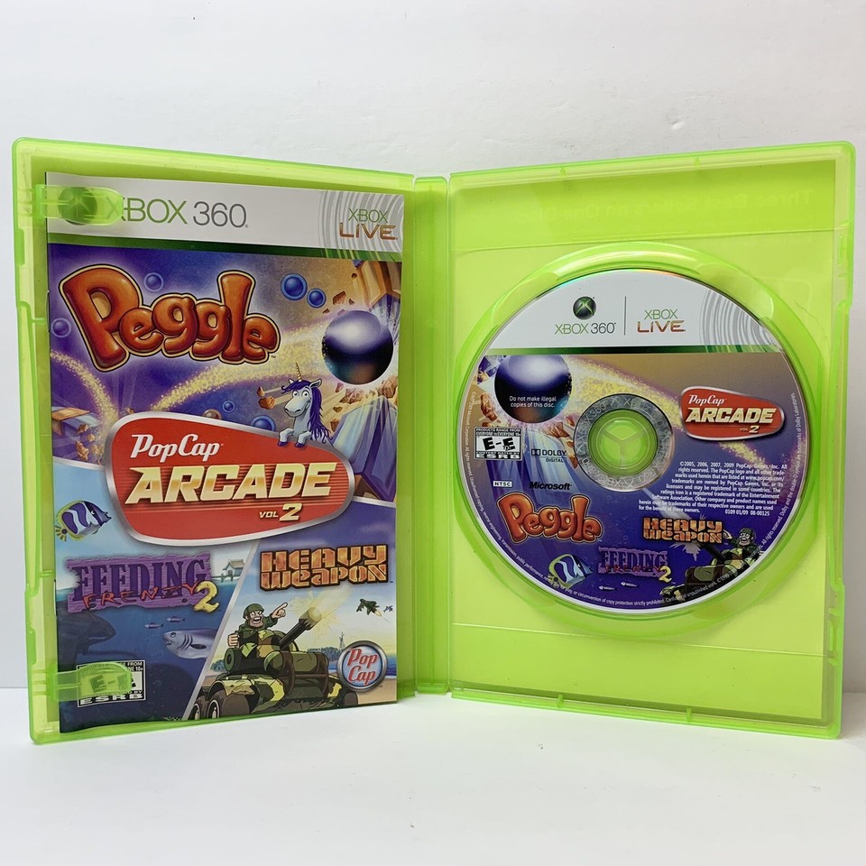 PopCap Arcade Vol. 2 Xbox 360 W/Manual - Peggle Feeding Frenzy 2 Heavy ...