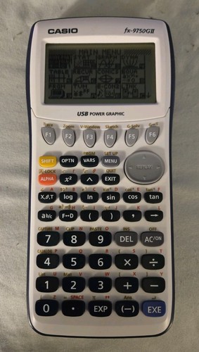 Casio FX-9750GII Graphing Calculator Blue & White USB Power Graphic ...