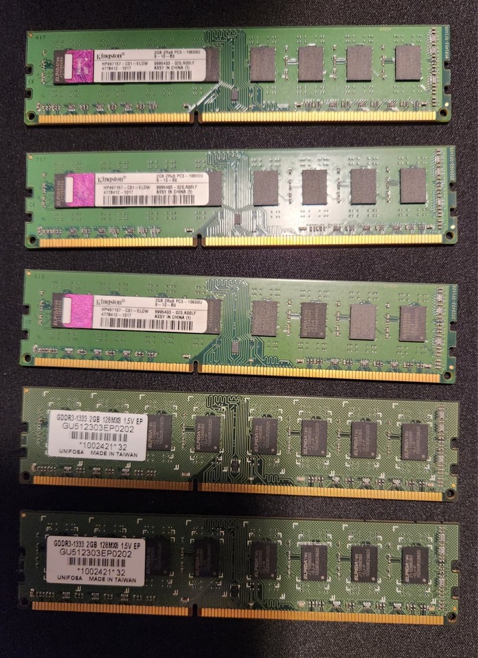 Kingston DDR 2 GB x 5 memory sticks | eBay