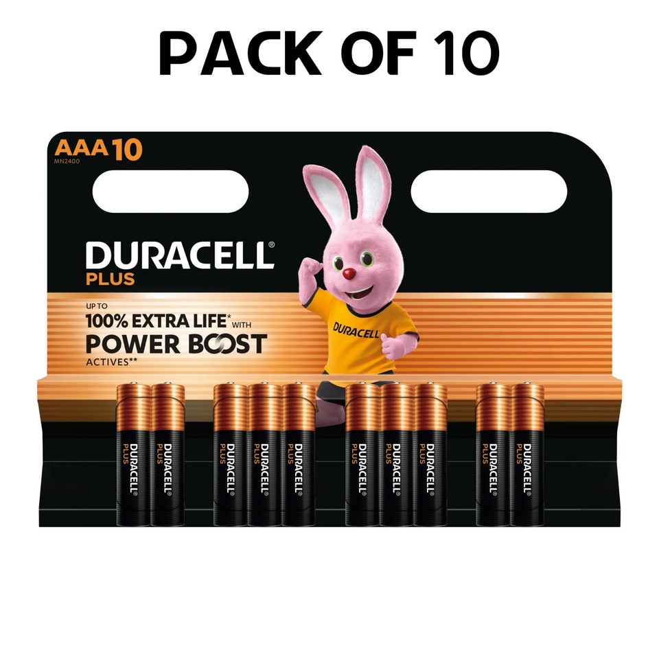 Duracell Plus AAA Alkaline Batteries Copper Top Extra with Power Boost ...
