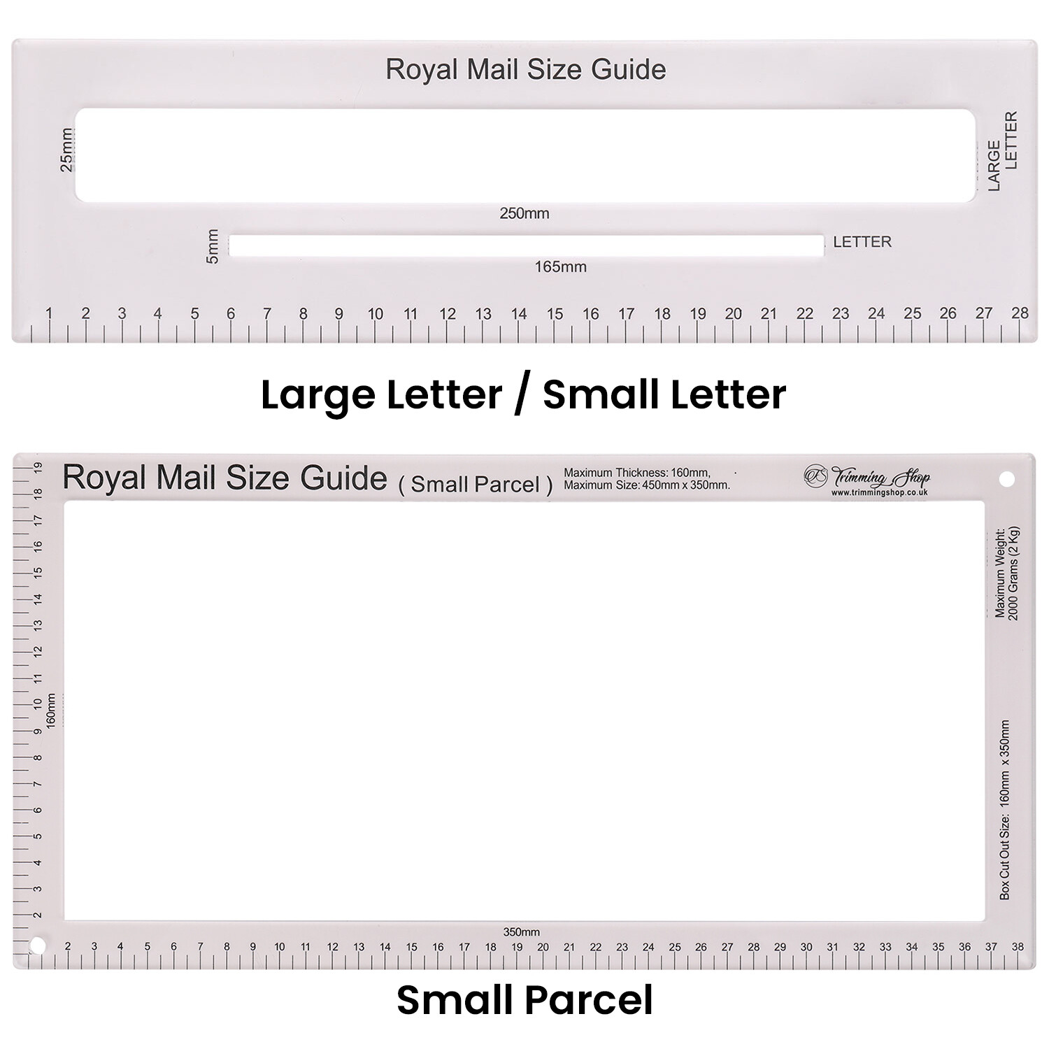Postage Ruler Royal Mail PIP PPI Postal Template Letter Size Charge ...