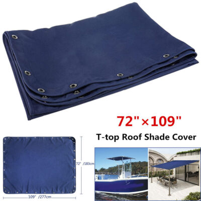72"×109" Waterproof T-top Canvas Boat Cover Sunshade Navy Yacht Awning ...