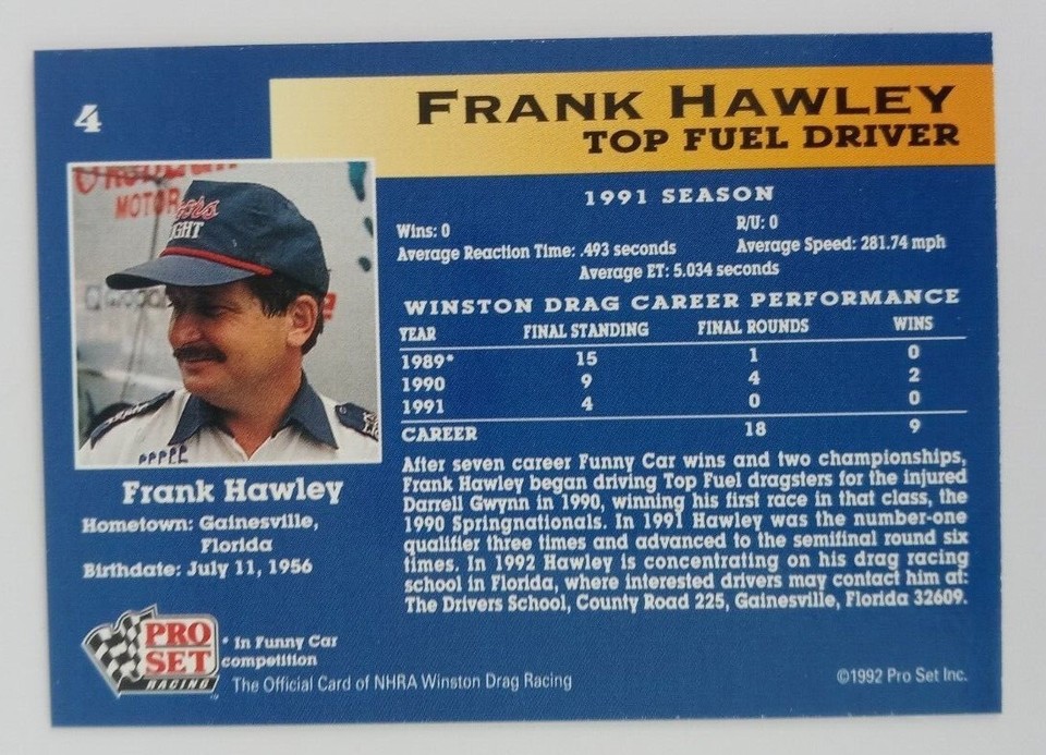 1992 Pro Set NHRA and Winston Drag Racing Cards (Pick Your Card) | eBay