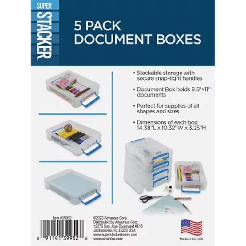 Super Stacker Document Boxes - Clear, 5 Pack - Perfect for Organizing ...