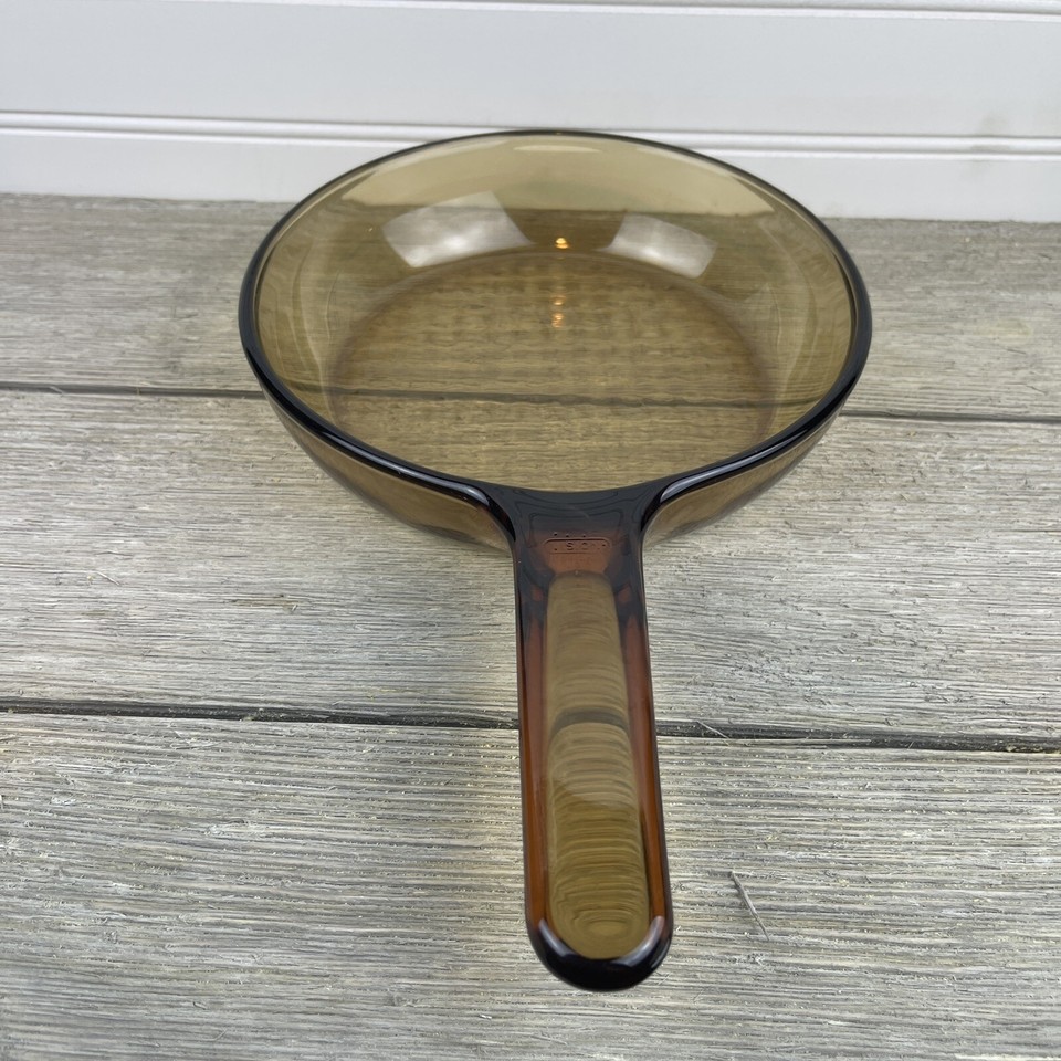 Vintage Vision Corning Ware Amber 7" Waffle Bottom Fry Pan Skillet USA ...