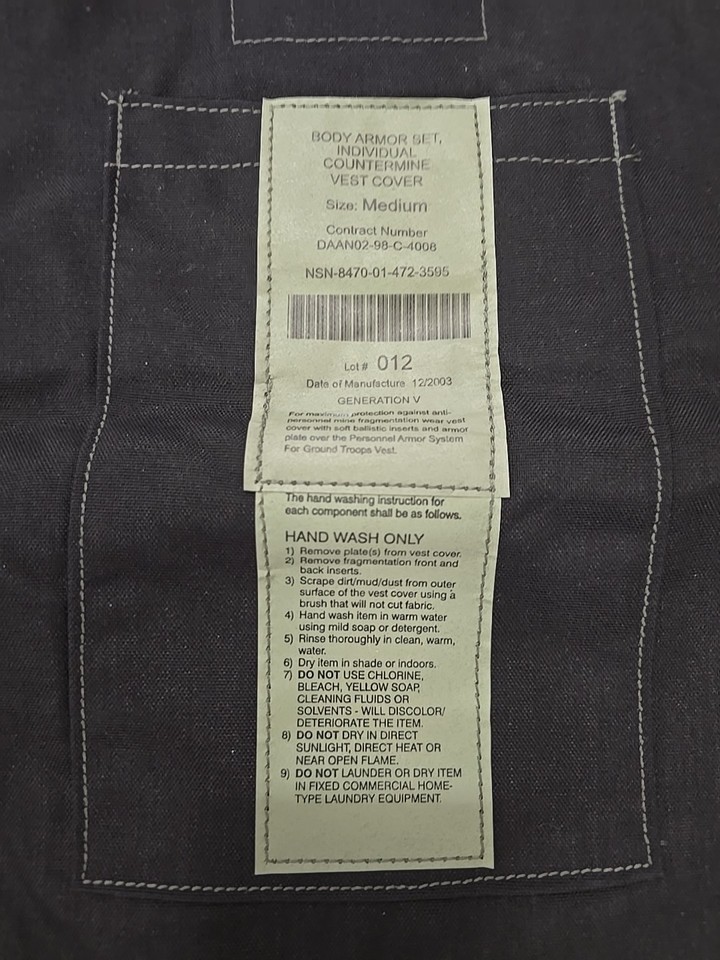 USGI Body Armor Countermine Vest Cover Woodland Medium w/ Expired Soft ...