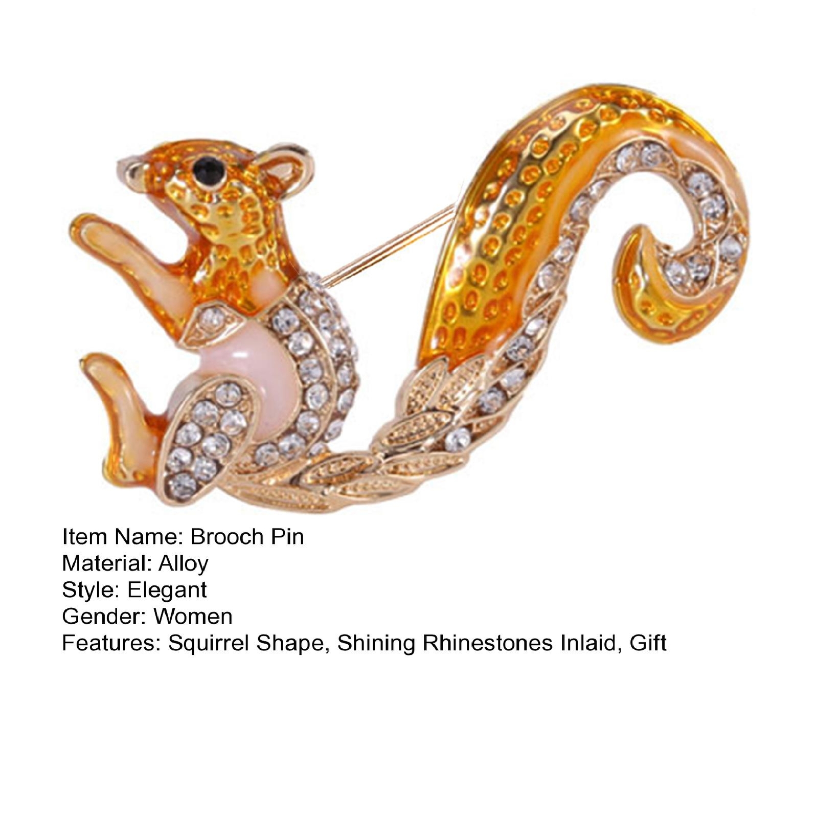Outfit Brooch Hat Pin Squirrel-shaped Rhinestone Sparkling Lapel for ...
