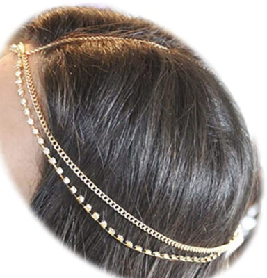 Layered Headband Dainty Crystal Chain Headpiece Boho Headband Wedding ...