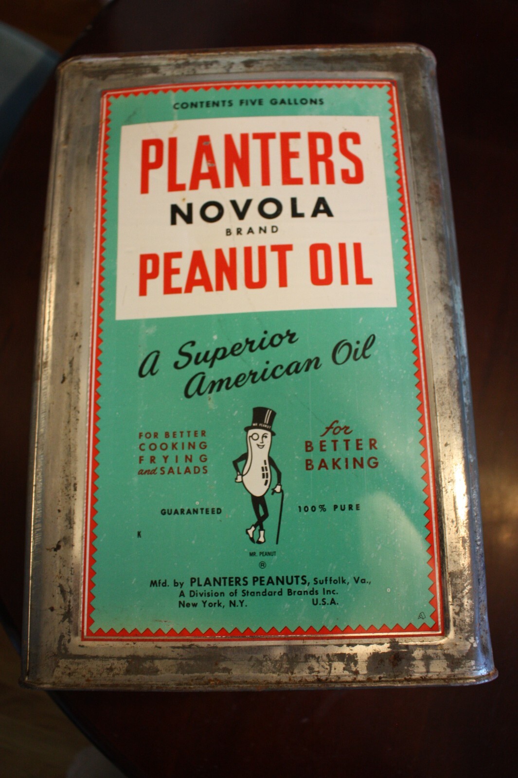 VINTAGE PLANTERS PEANUT OIL 5 GALLON CAN METAL NOVOLA BRAND | eBay