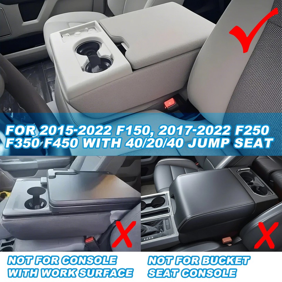 Fits Ford F150 2015-2022 Jump Seat Center Console Lid Armrest Cover Pad ...