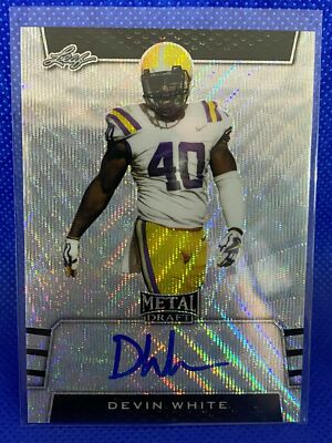 DEVIN WHITE🔥MINT RC AUTOGRAPH WAVE SILVER PRIZM🏈2019 LEAF METAL DRAFT ...