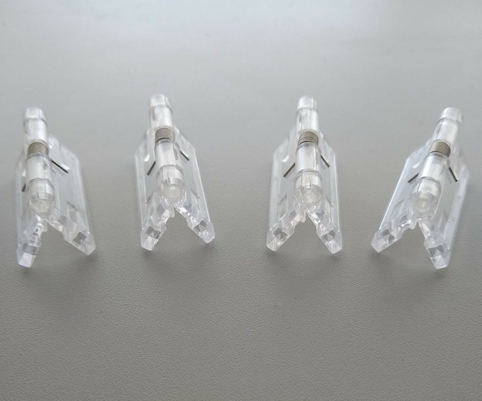 SET of 4 CLEAR ACRYLIC PLASTIC HINGES STRONG PERSPEX HINGE 45 x 39mm ...