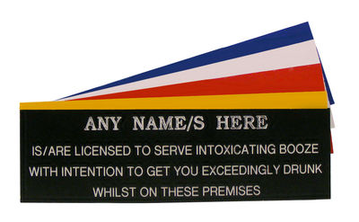 Engraved Garden Party Bar Pub Licensee Personalised Man Cave Shed Sign ...