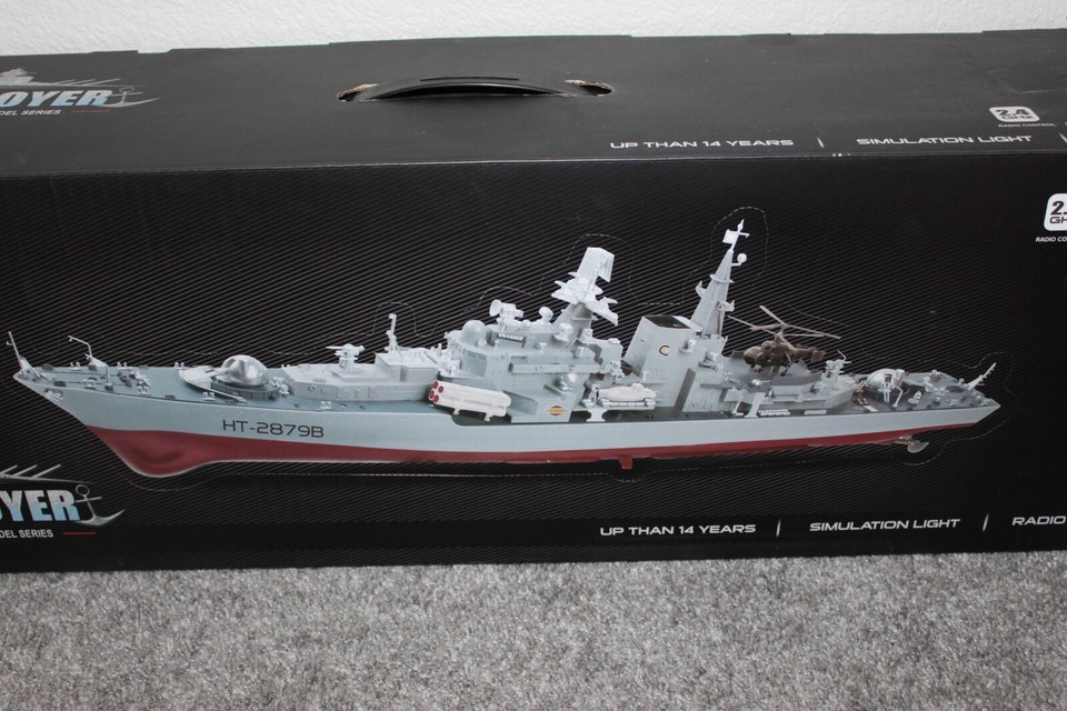 Heng Tai Remote Control Destroyer Boat HT-2879B 1:275 Scale RC with ...