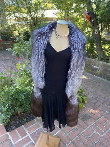 Silver Real Full Pelt Fox Boa Scarf Wrap Tails New item Made in USA | eBay