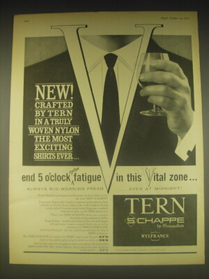 1962 Consulate Tern Schappe Shirt Ad - The Most Exciting | eBay