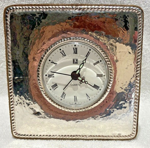 Vintage Silver Plated Standing Table Desk Clock Quartz Made in Italy ...