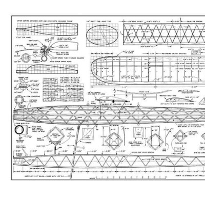 1954 Wakefield Winner 48" Wingspan Model Airplane Printed Plans ...