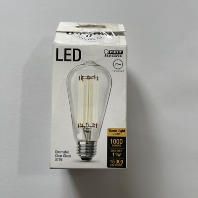 Feit Electric ST19 75W Dimmable Clear Glass LED Vintage Style Bulb P | eBay
